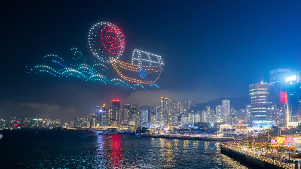 HK drone show spectacular delights crowds