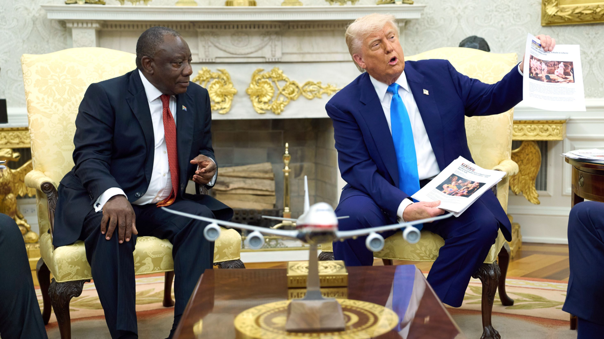 Trump confronts South African president with conspiracy claims