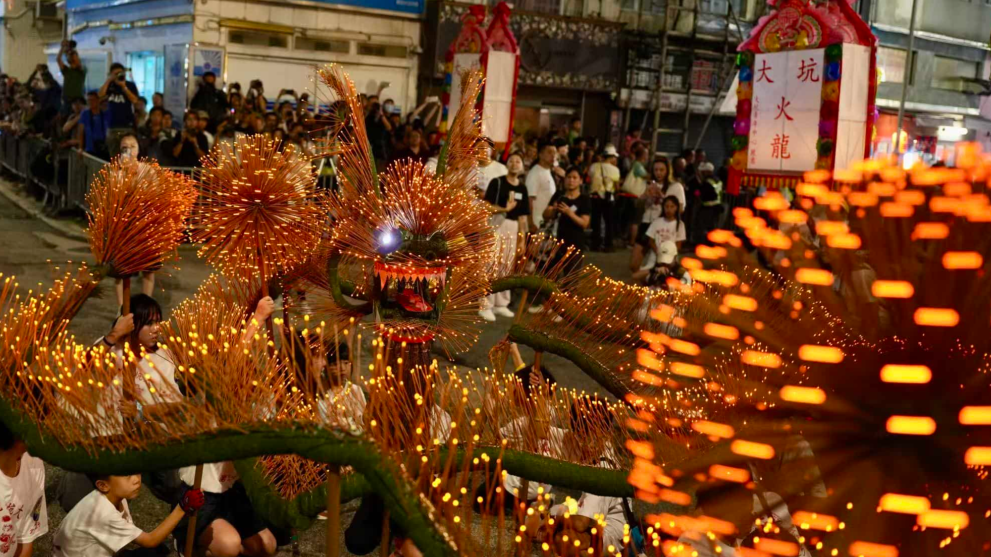 Dancing with a fire dragon